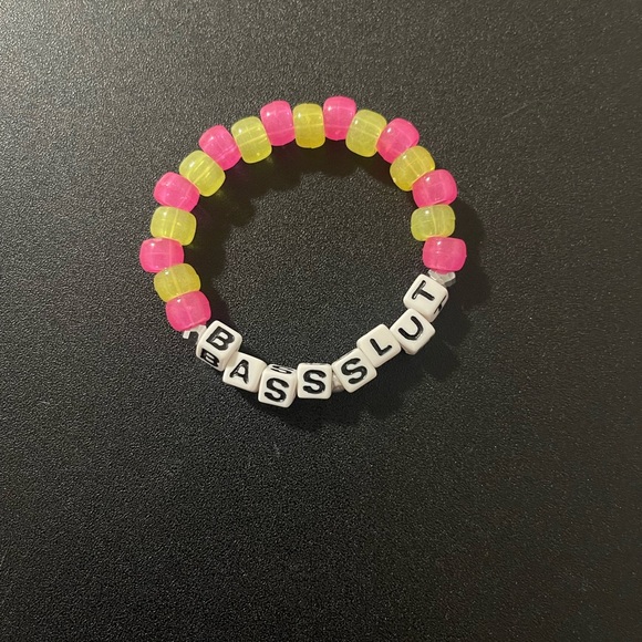 Other | Bass Slvt Kandi Bracelet Handmade Rave Accessory Pink Yellow ...